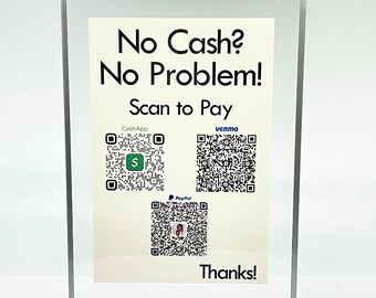 No Cash No Problem Scan to Pay QR Code Sign Tip Sign | Etsy
