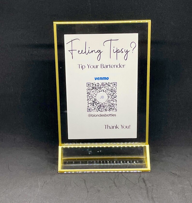 Bartender Tip Sign 5x7 QR Code Sign Scan to Pay Venmo Cashapp Feeling ...