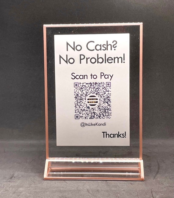 No Cash No Problem Scan to Pay QR Code Sign Tip Sign - Etsy