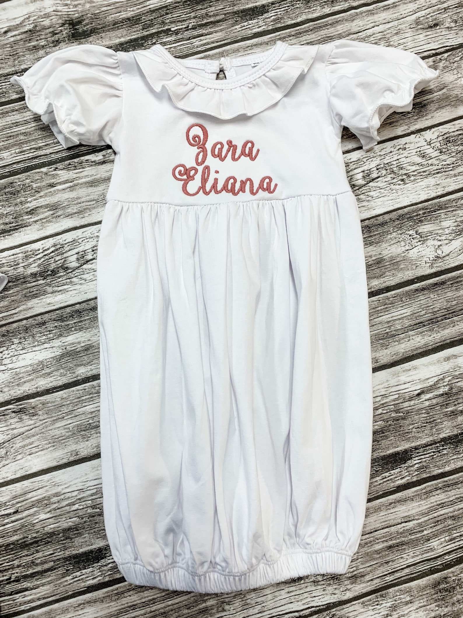 Monogram Baby Girl Gown Set, Infant Gown Bib Burp Cloth Set, Baby Gown ...