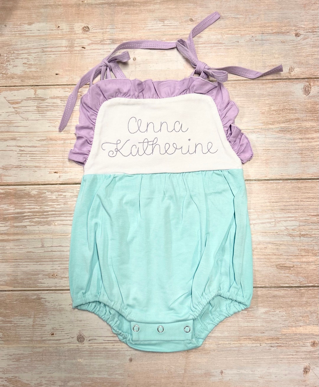 Monogrammed Ruffle Baby Sunsuit, Baby Girl Sunsuit, Baby Girl Bubble ...