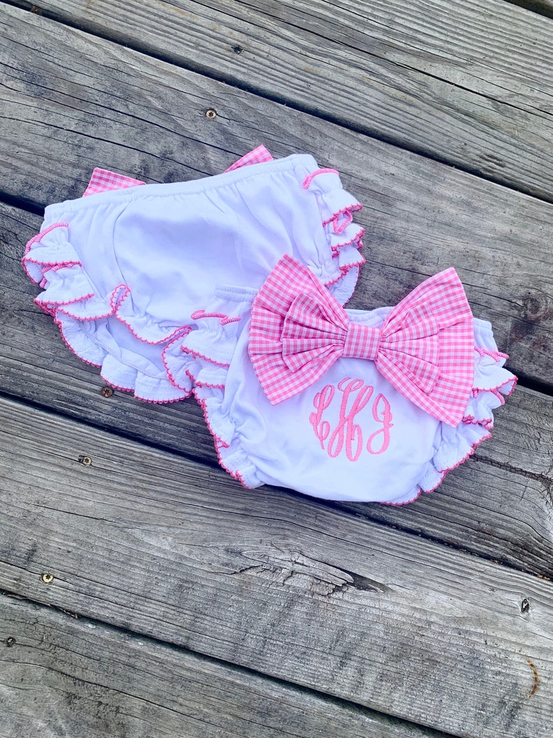 Monogram Baby Girl Bow Bloomers Monogrammed Bloomers Ruffle | Etsy