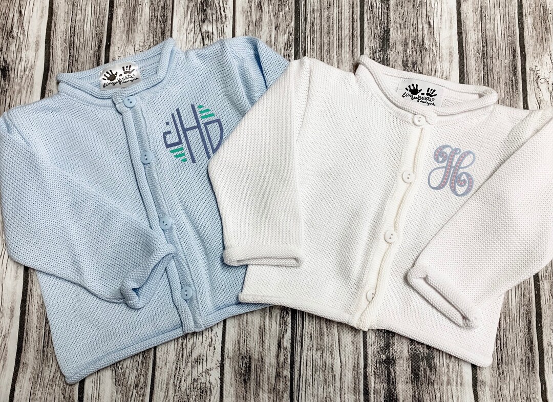 Fingerprints New York Cardigan, Monogrammed Sweater, Baby Sweater, Baby ...