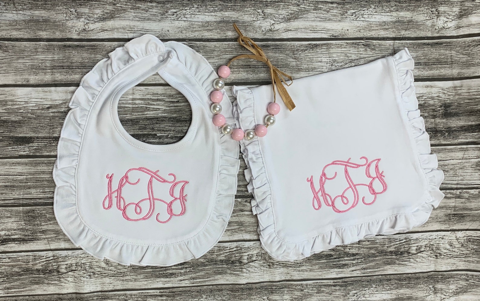 Monogram Baby Girl Gown Set Infant Gown Bib Burp Cloth Set - Etsy