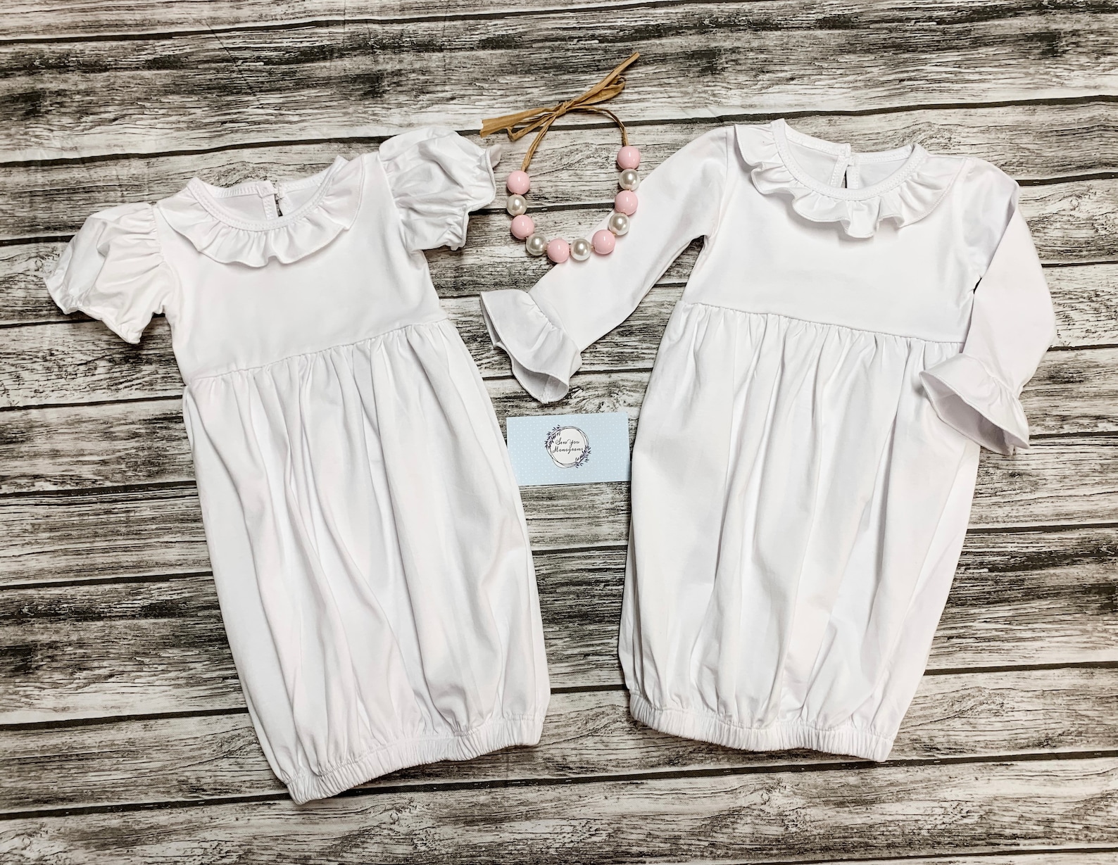 Monogram Baby Girl Gown Set, Infant Gown Bib Burp Cloth Set, Baby Gown ...