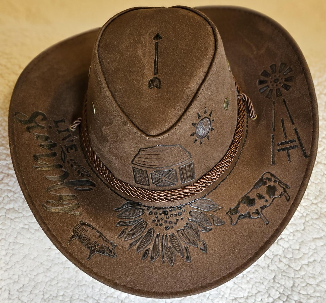 Custom Burned Hat life on the Farm - Etsy