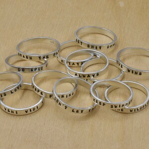 Custom Stamped Name/date/words Ring - Sterling Silver Stacking Rings - Etsy