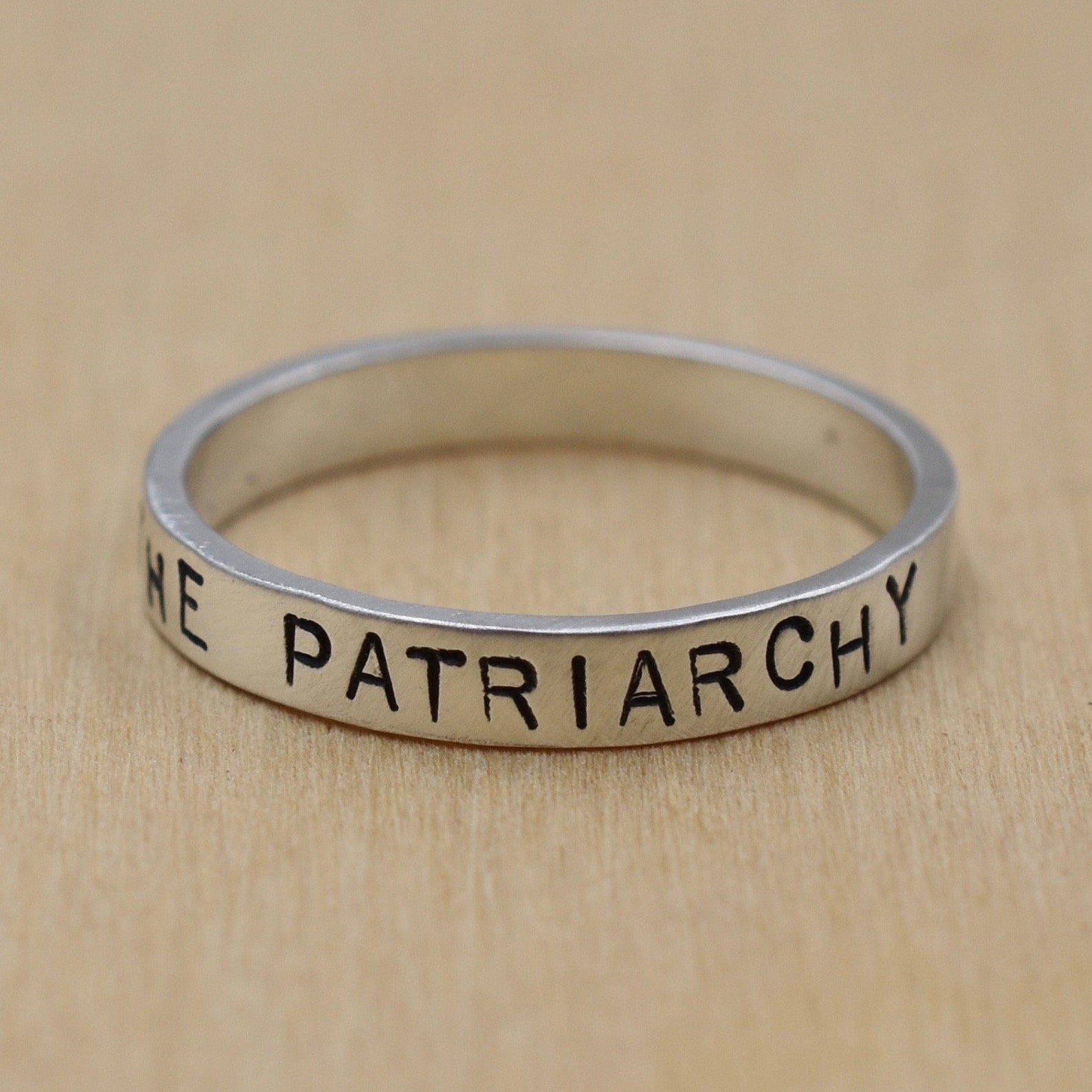 Smash The Patriarchy Hand Stamped Sterling Silver Ring | Etsy