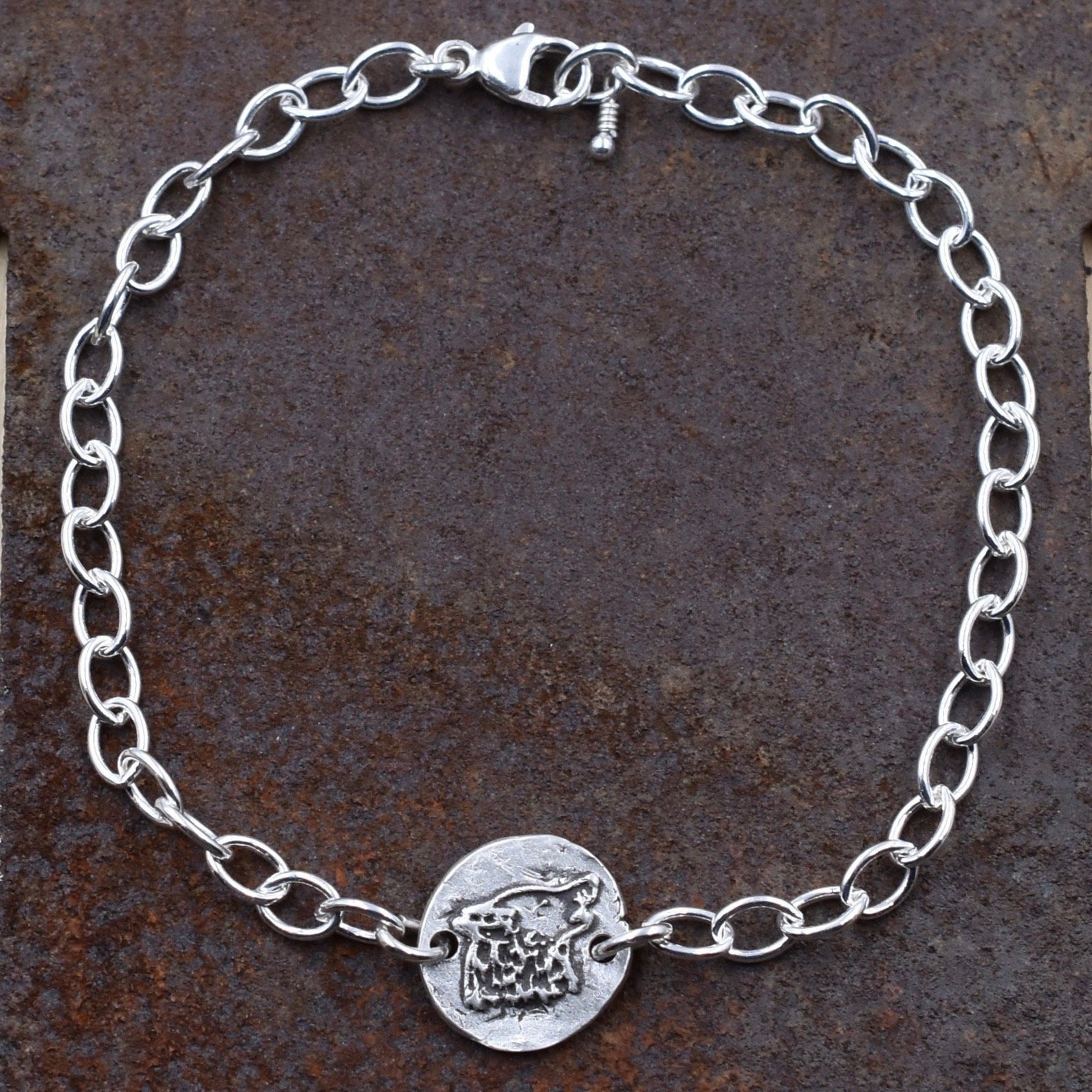 Wolf Bracelet Sterling Silver Hand Drawn Wolfpack Jewelry - Etsy