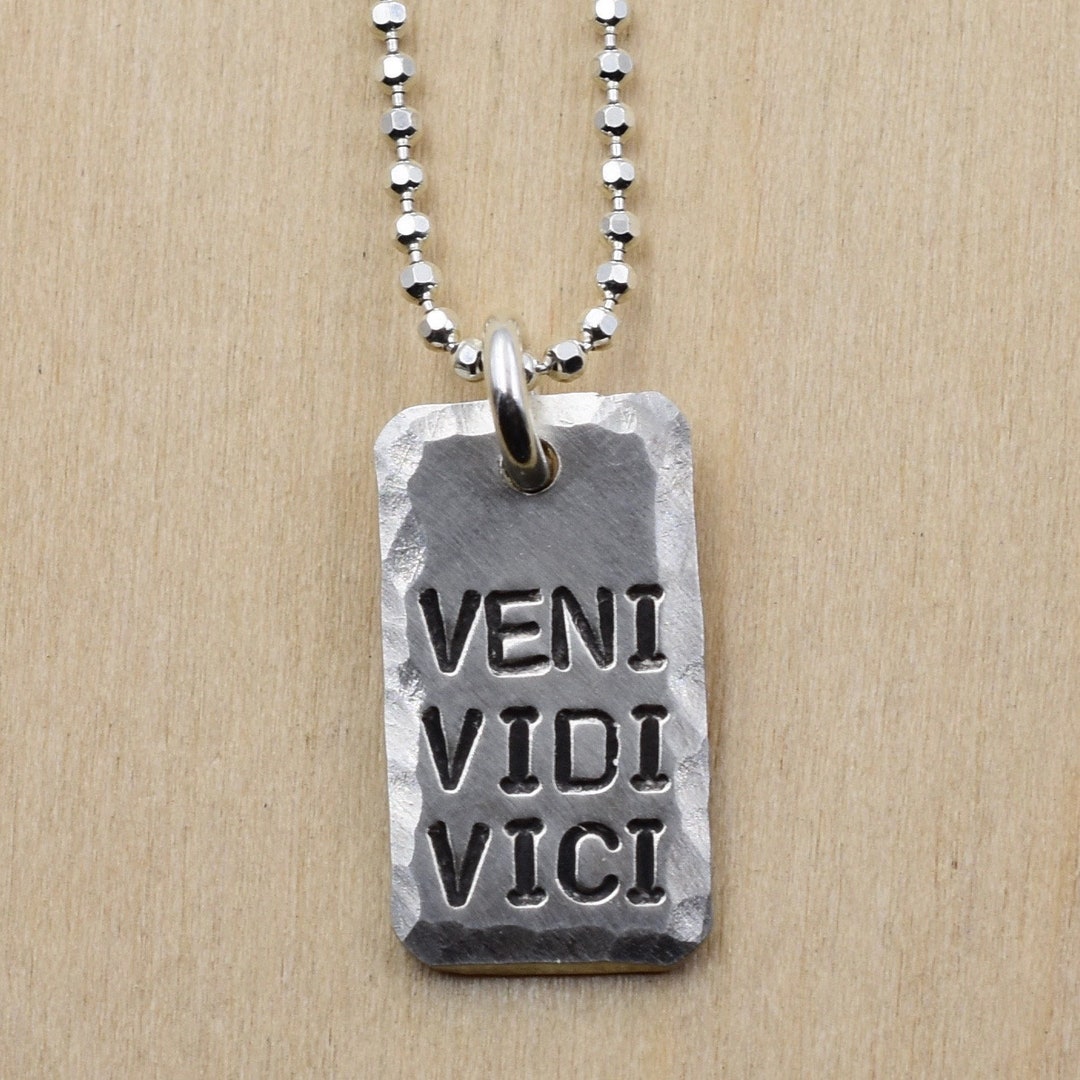 Veni Vidi Vici Hand Stamped Sterling Silver Necklace - Etsy