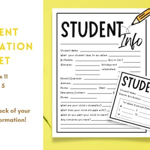 Printable Student Information Sheet, Bus Rider, Car Rider, Form, PDF ...
