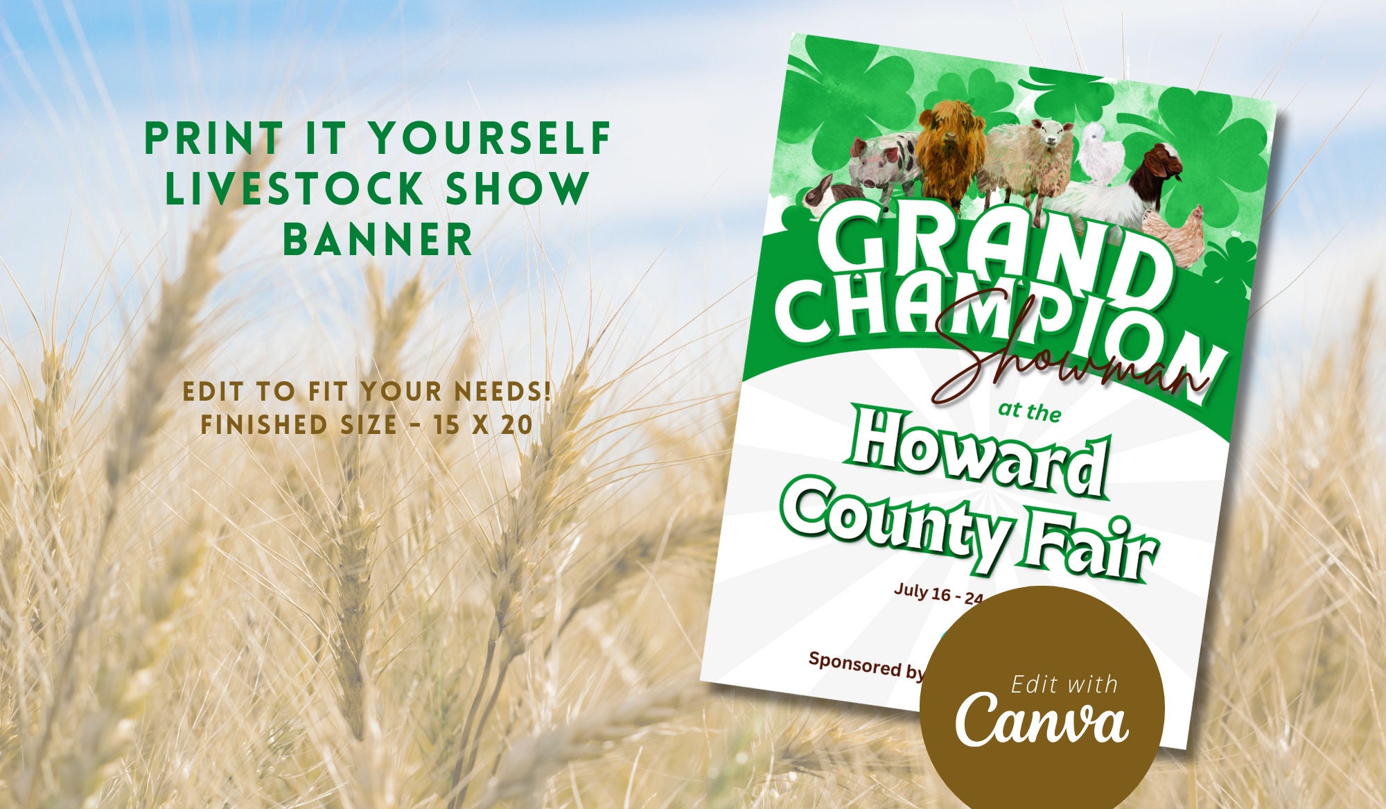 Livestock Show Banner, Agriculture Sign, Editable, Canva - Etsy