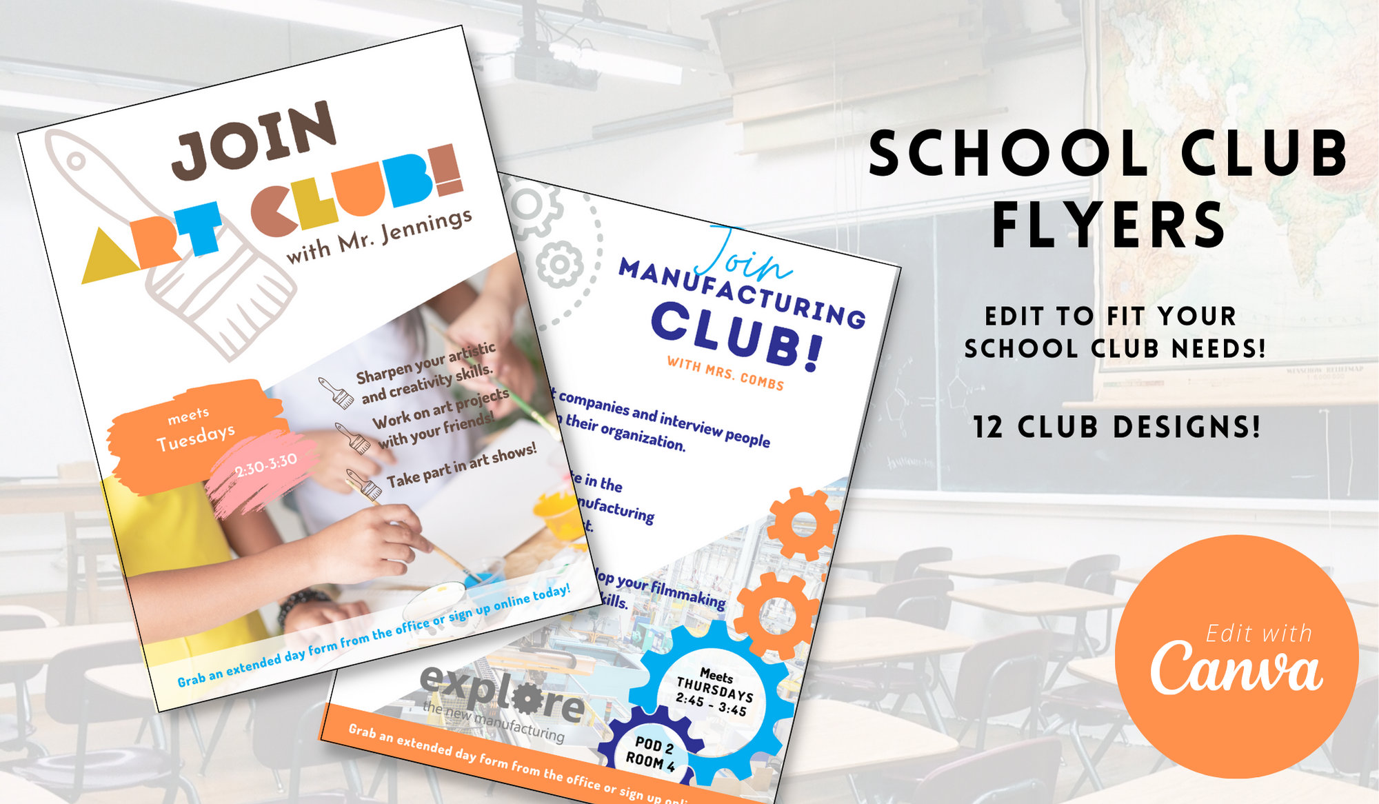 School Club Poster Bundle, Canva Editable Bundle - Etsy