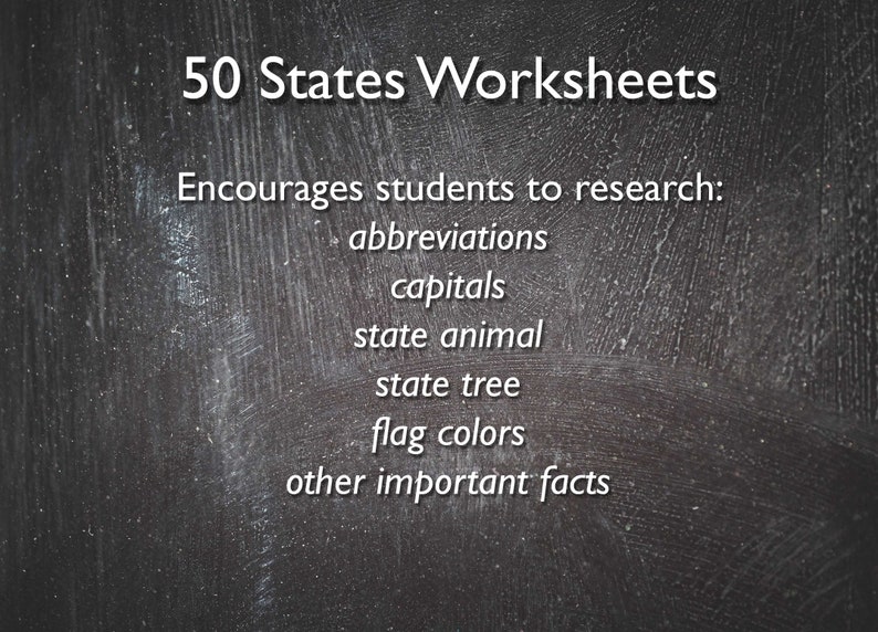 50 States Printable Download. PDF Worksheet - Etsy