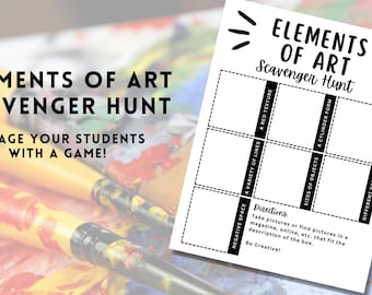 EDITABLE Art Room Scavenger Hunt Printable, Elementary Art Scavenger ...