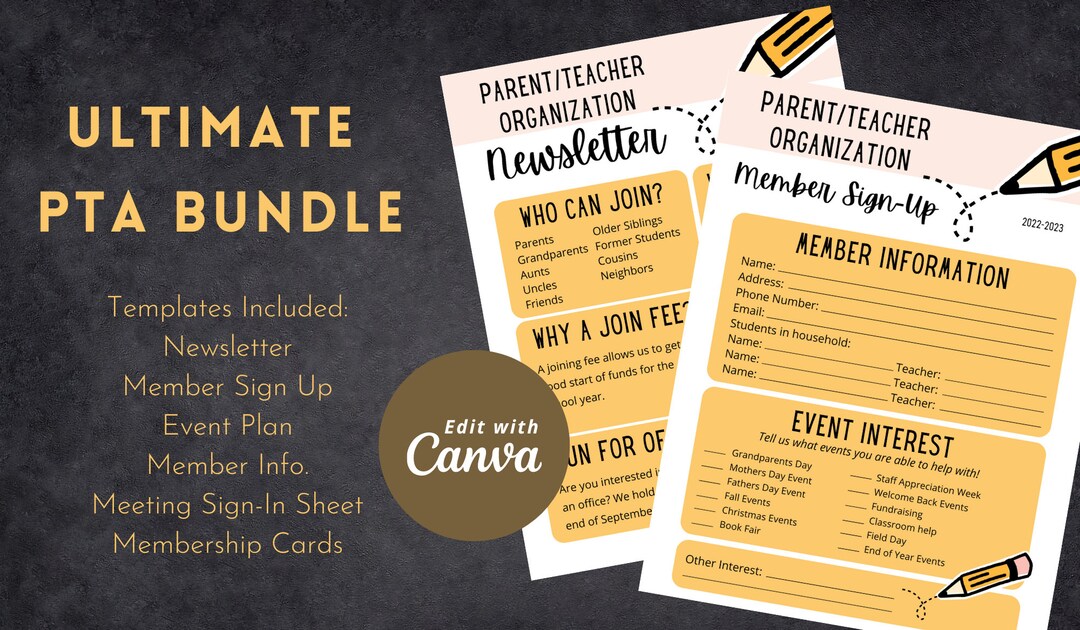 Ultimate PTA Membership Bundle, Editable, Canva Template - Etsy