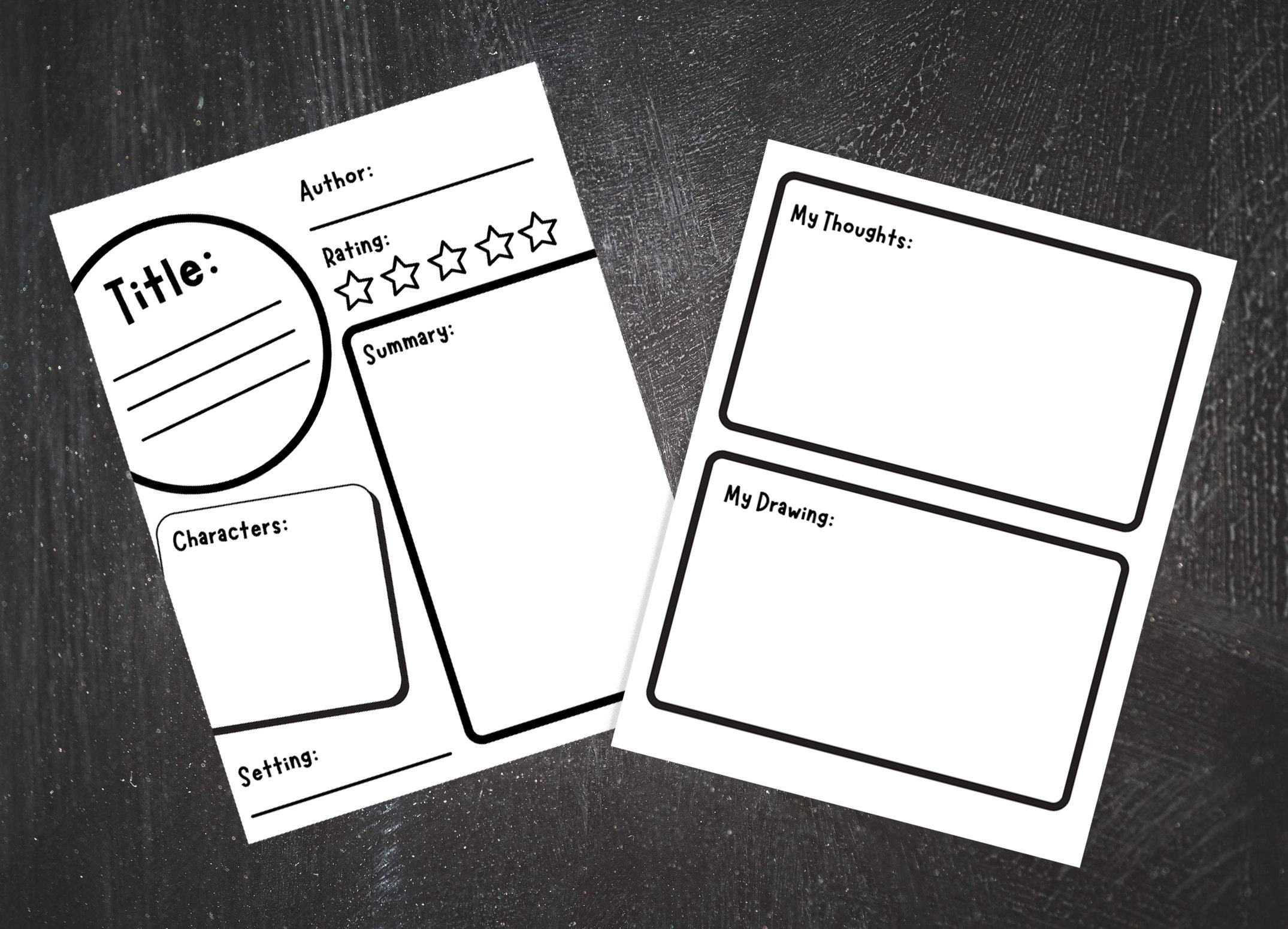 Printable Book Review Template Book Report Digital PDF Etsy