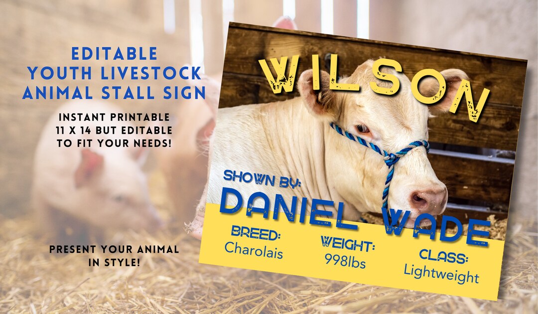 Marketing Your Animal Editable Fair Stall Livestock Sign - Etsy