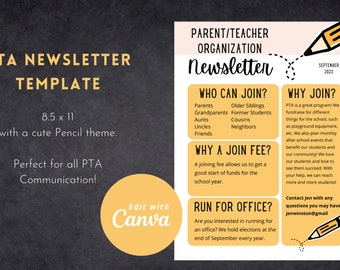October PTO/PTA Newsletter EDITABLE Template for School. Parent Teacher ...