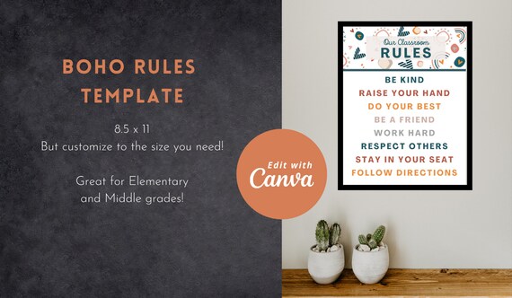 Boho Classroom Rules Teacher Rules Editable - Etsy