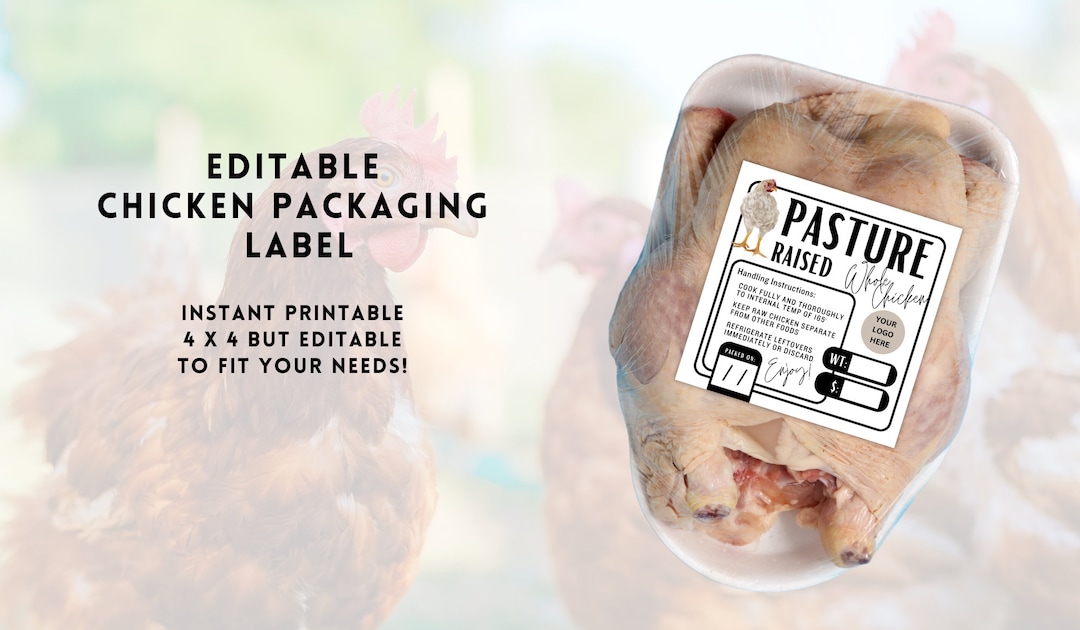 Poultry Chicken Processing Label, Editable Homestead - Etsy