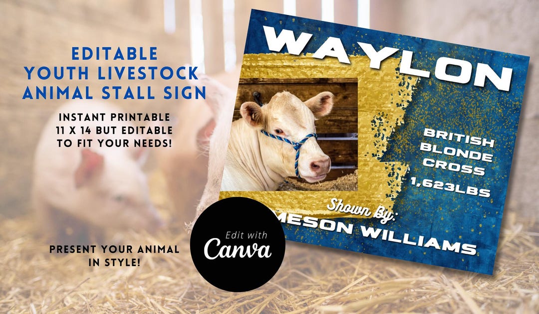 Marketing Your Animal Editable Fair Stall Livestock Sign, DIGITAL FILE ...