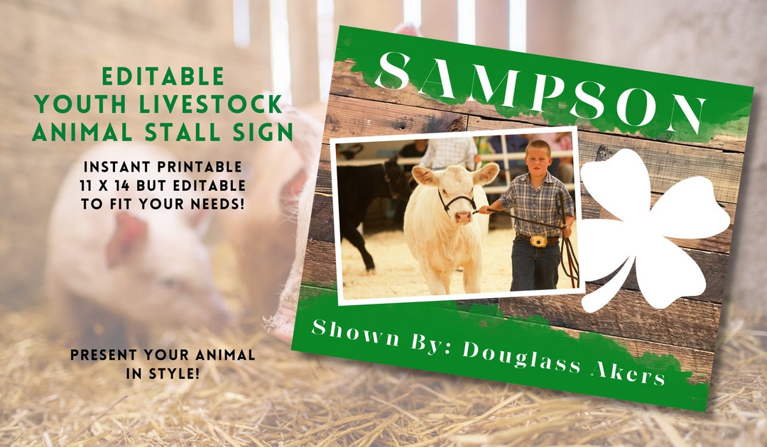 Marketing Your Animal Editable Fair Stall Livestock Sign - Etsy