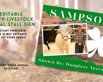 Marketing Your Animal Editable Fair Stall Livestock Sign - Etsy