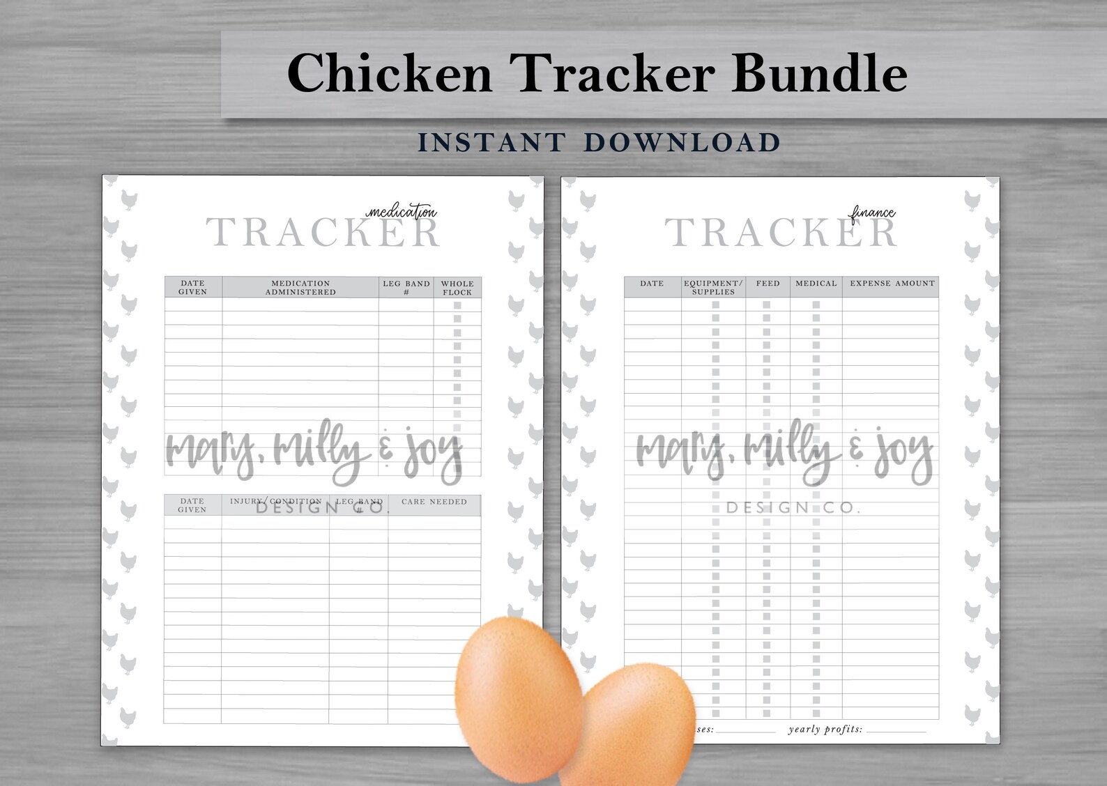 Printable Chicken Egg Production, Medication Tracker, Show Tracker ...