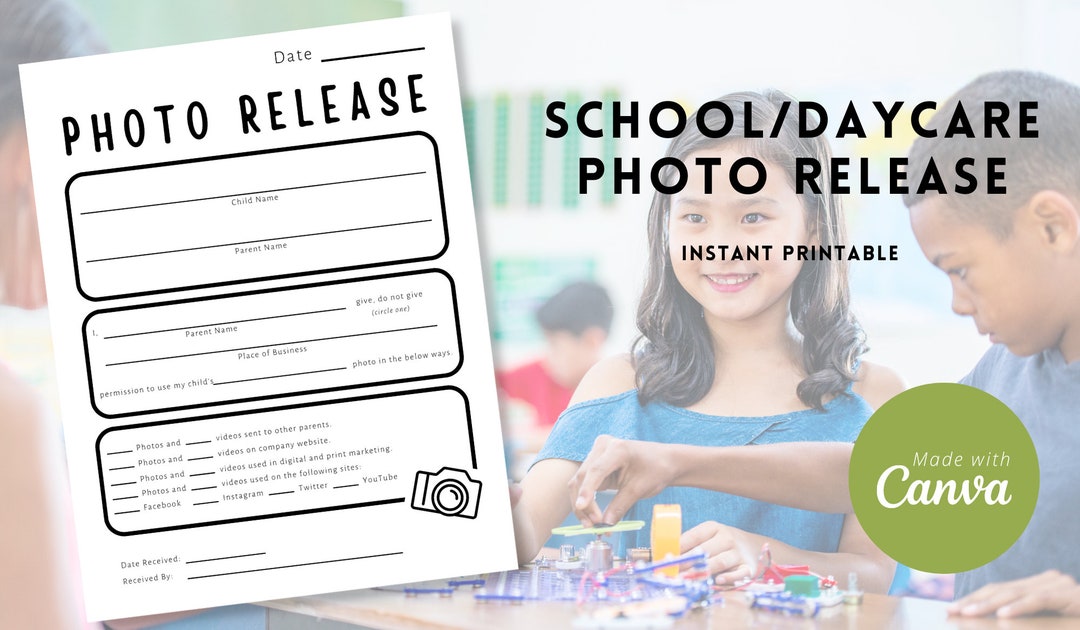 Daycare, School Photo Release PDF Printable - Etsy