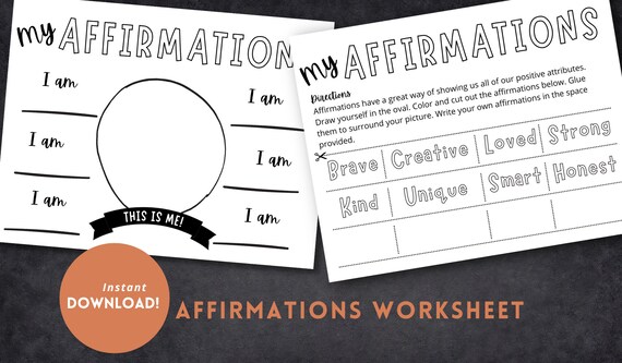 My Affirmations Worksheet - Etsy
