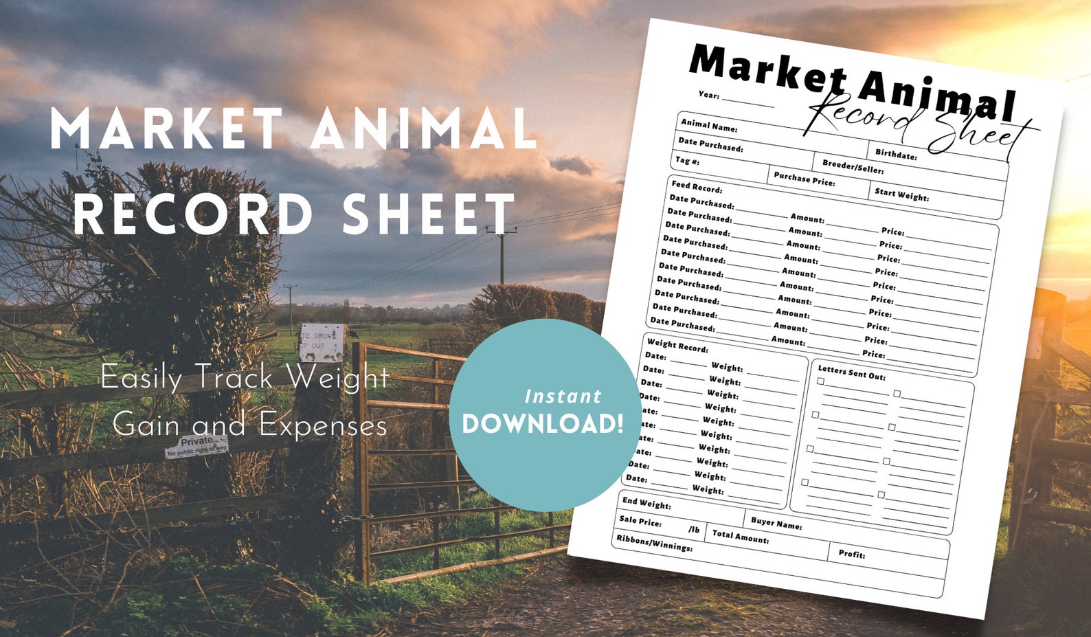 Kids Market Animal Tracker Sheet Instant Download - Etsy