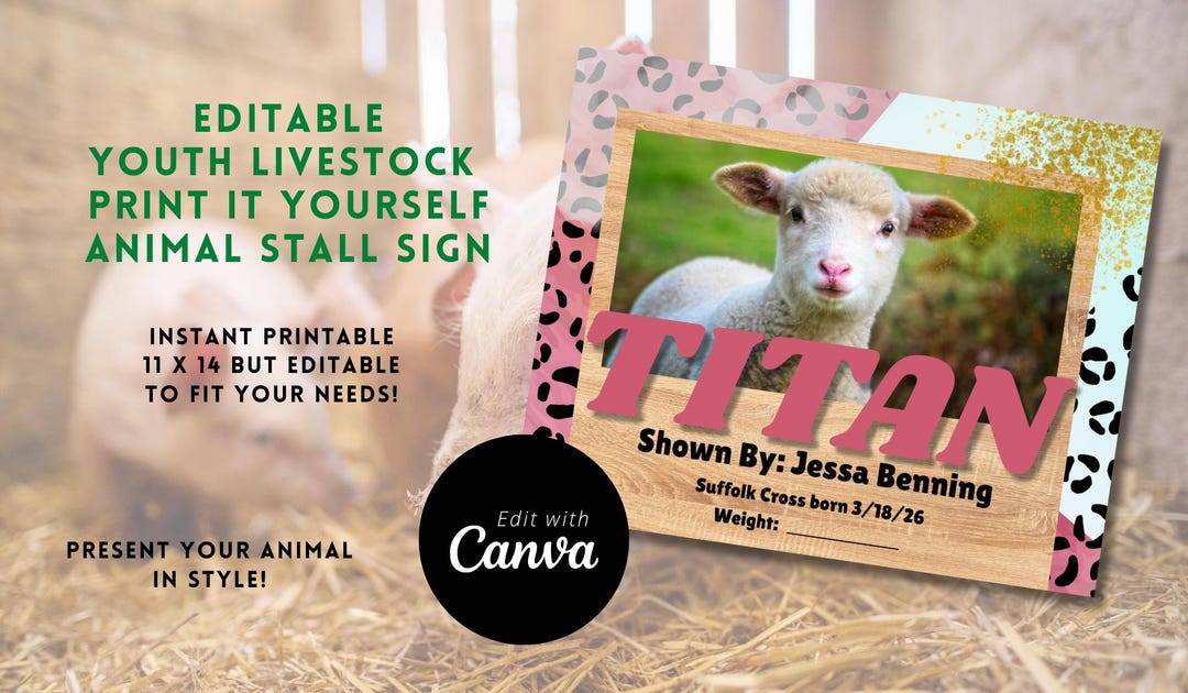 Marketing Your Animal Editable Fair Stall Livestock Sign, DIGITAL FILE ...