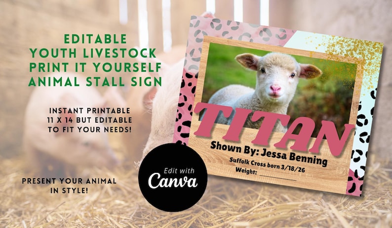 Marketing Your Animal Editable Fair Stall Livestock Sign, DIGITAL FILE ...