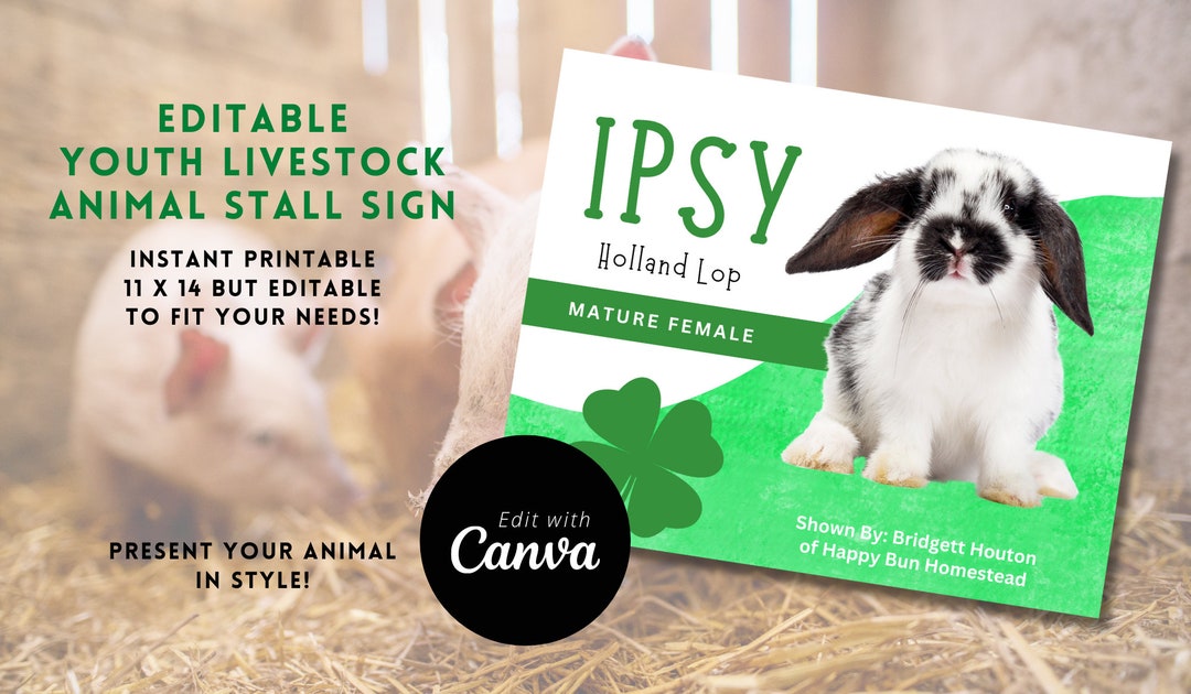Marketing Your Animal Editable Fair Stall Livestock Sign - Etsy