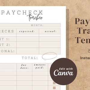 Paycheck Tracker Template, PDF, Budget Planner - Etsy