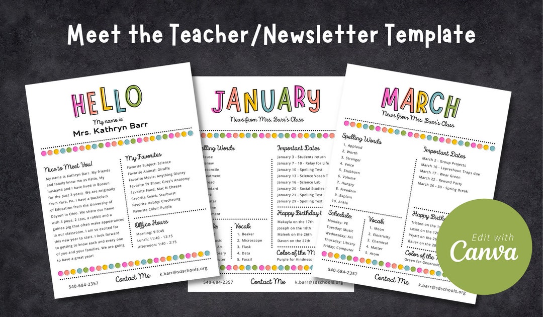 Meet the Teacher Template, Meet the Teacher Editable, Teacher ...