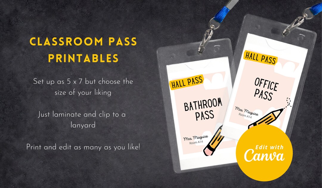 Classroom Passes Printable PDF, Digital, Classroom Decor - Etsy