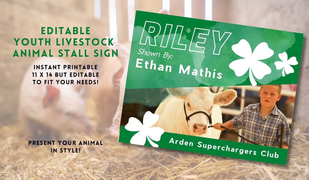 Marketing Your Animal Editable Fair Stall Livestock Sign - Etsy