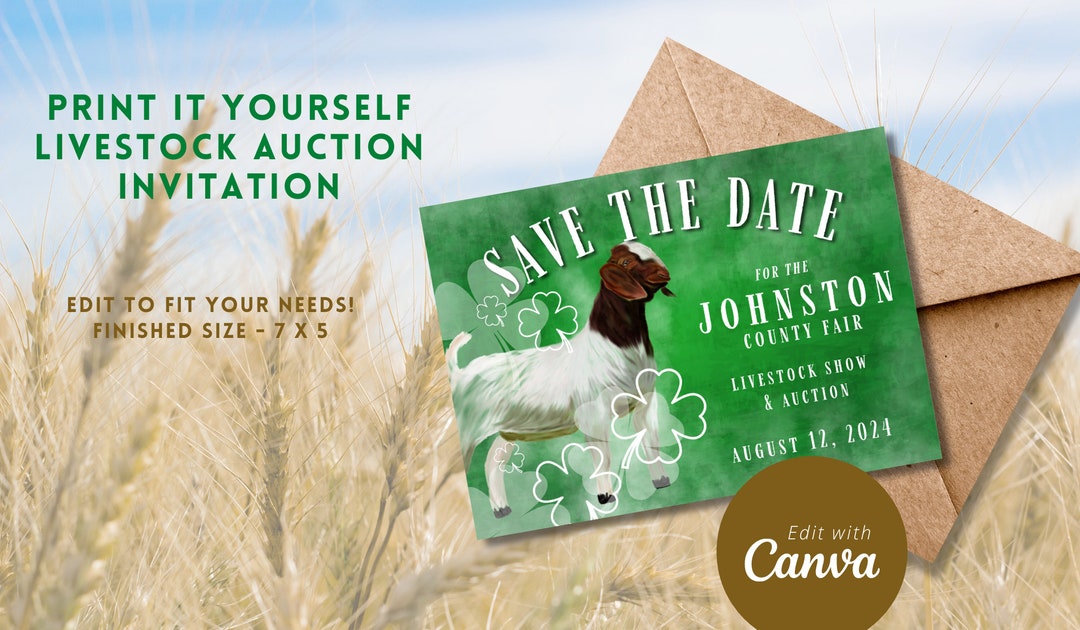 County Livestock Auction Save the Date Invitation, Editable - Etsy