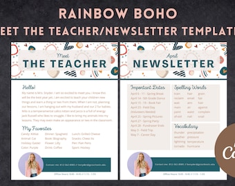 Meet the Teacher Template, Editable Teacher Printable, Boho Meet the ...