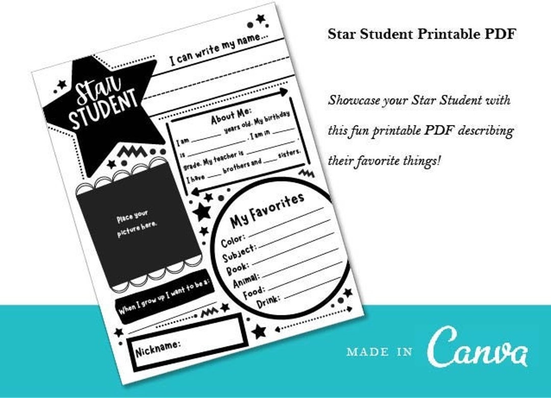 Star Student PDF Printable - Etsy