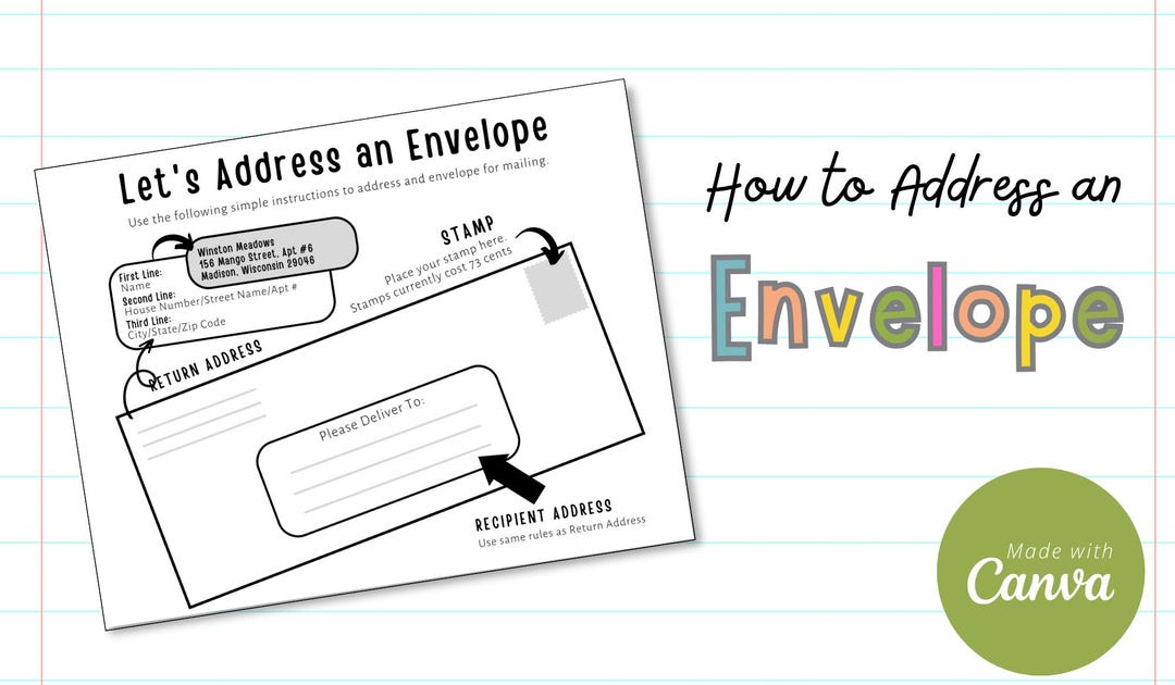 How-to Address and Envelope, Student Classroom Printable, Homeschool - Etsy