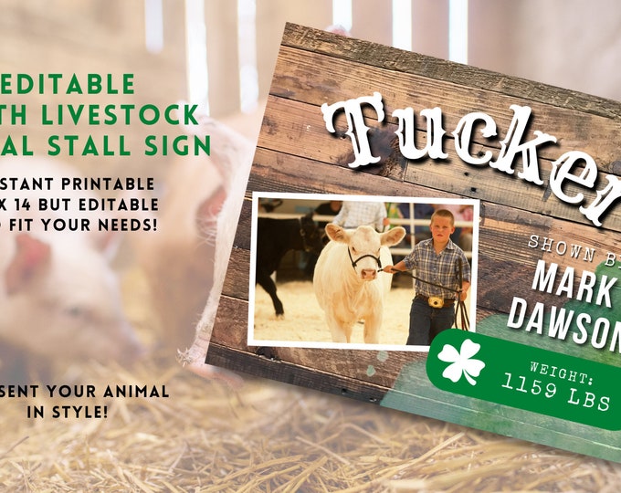 Marketing Your Animal Editable Fair Stall Livestock Sign, DIGITAL FILE ...