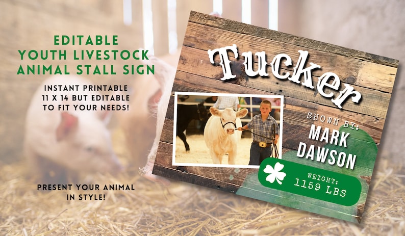 Marketing Your Animal Editable Fair Stall Livestock Sign, DIGITAL FILE ...