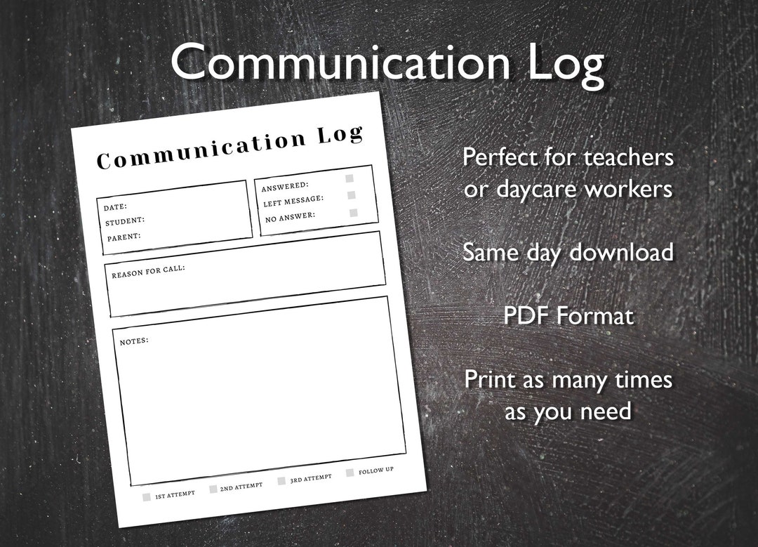 Printable Communication Log PDF, Teacher, Educator - Etsy