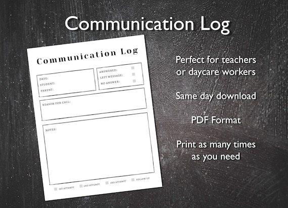 Printable Communication Log PDF Teacher Educator - Etsy