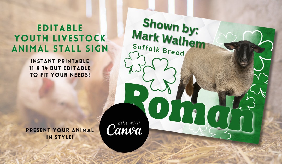 Marketing Your Animal Editable Fair Stall Livestock Sign - Etsy