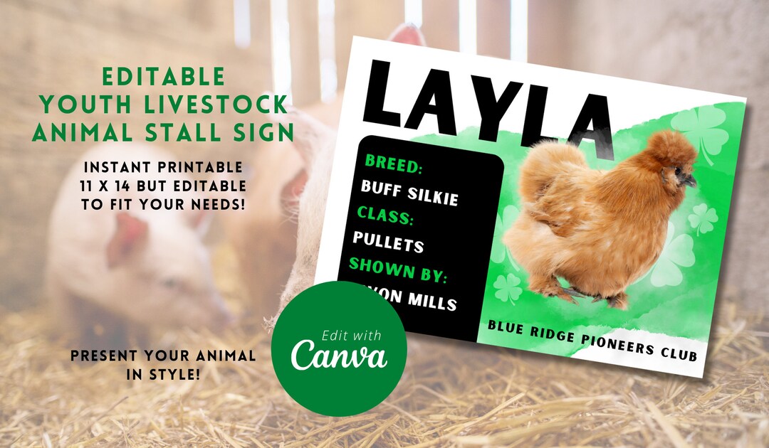 Marketing Your Animal Editable Fair Stall Livestock Sign - Etsy