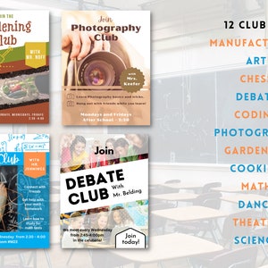 School Club Poster Bundle, Canva Editable Bundle - Etsy